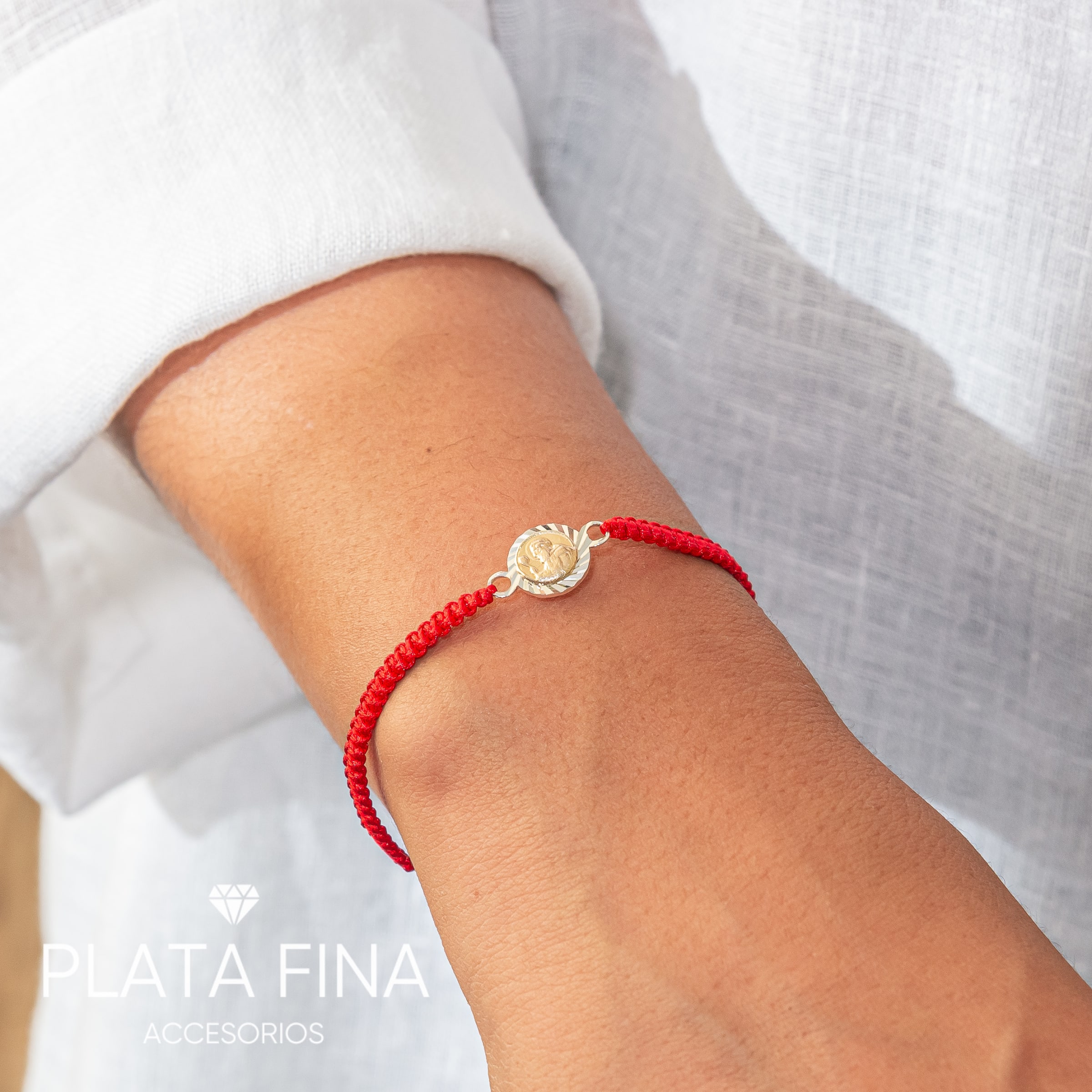 Pulsera Plata Hilo Rojo San Benito | Plata Fina