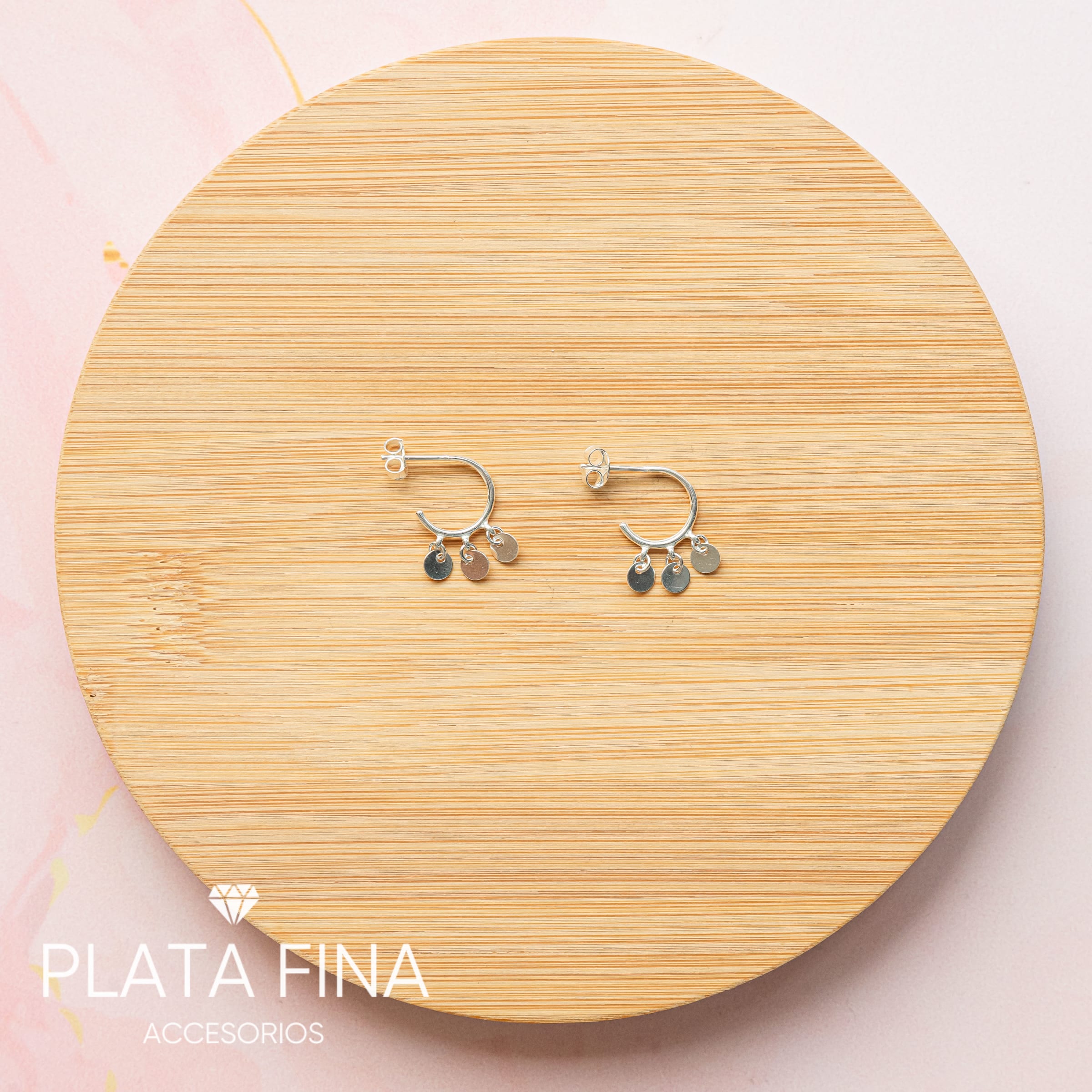 Argollas Plata Mini Dijes Medallas | Plata Fina
