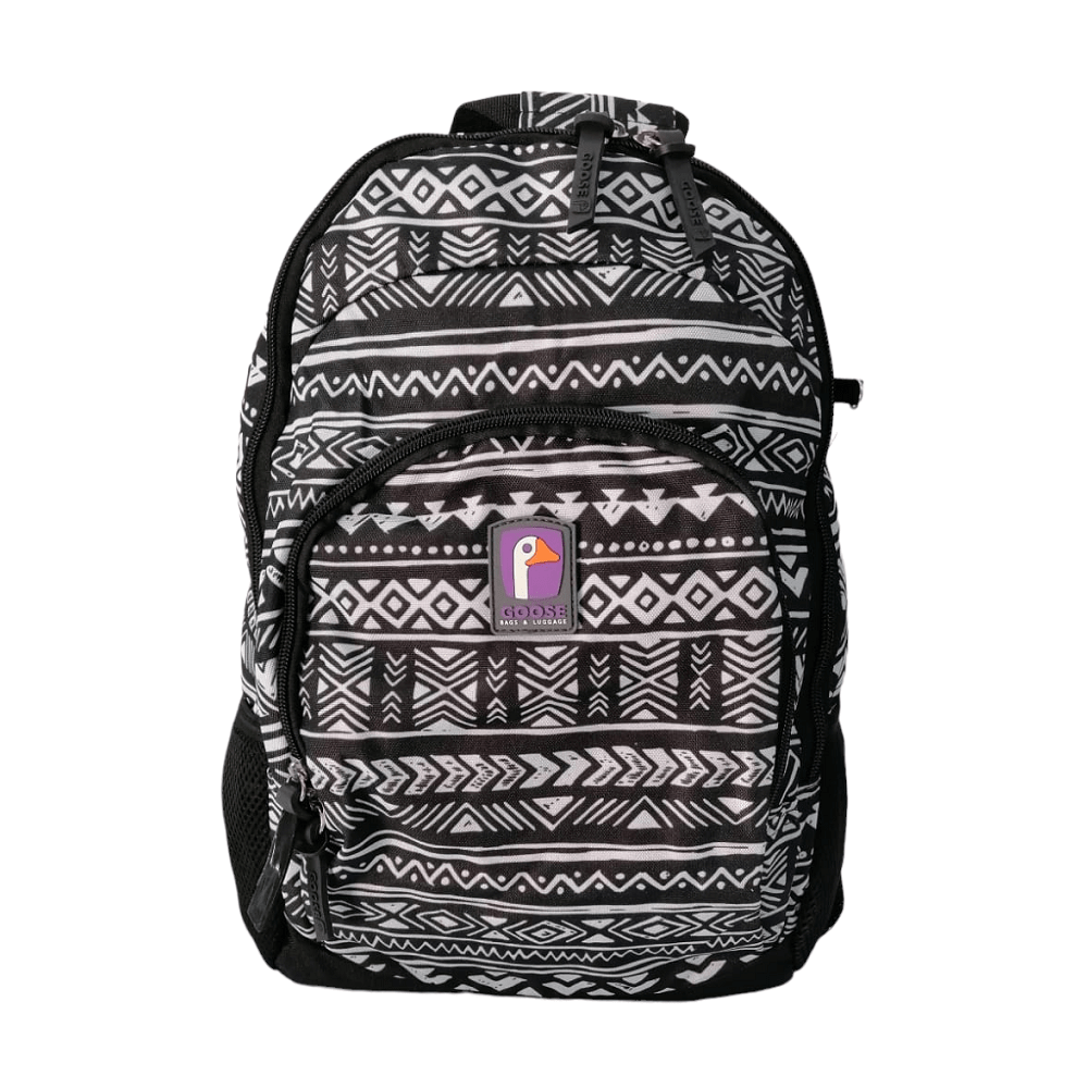 MOCHILA GOOSE DI COMO ETNICO NEGRO GRIS PLATA | Asia-Latam