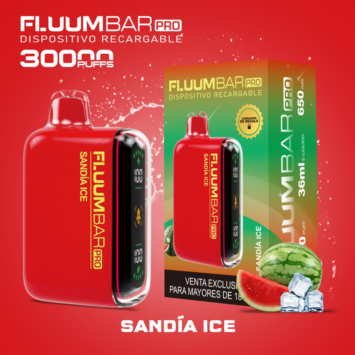Fluumbar Pro Sandía Ice 30.000 puffs - Sandía Hielo | Vaper World ...
