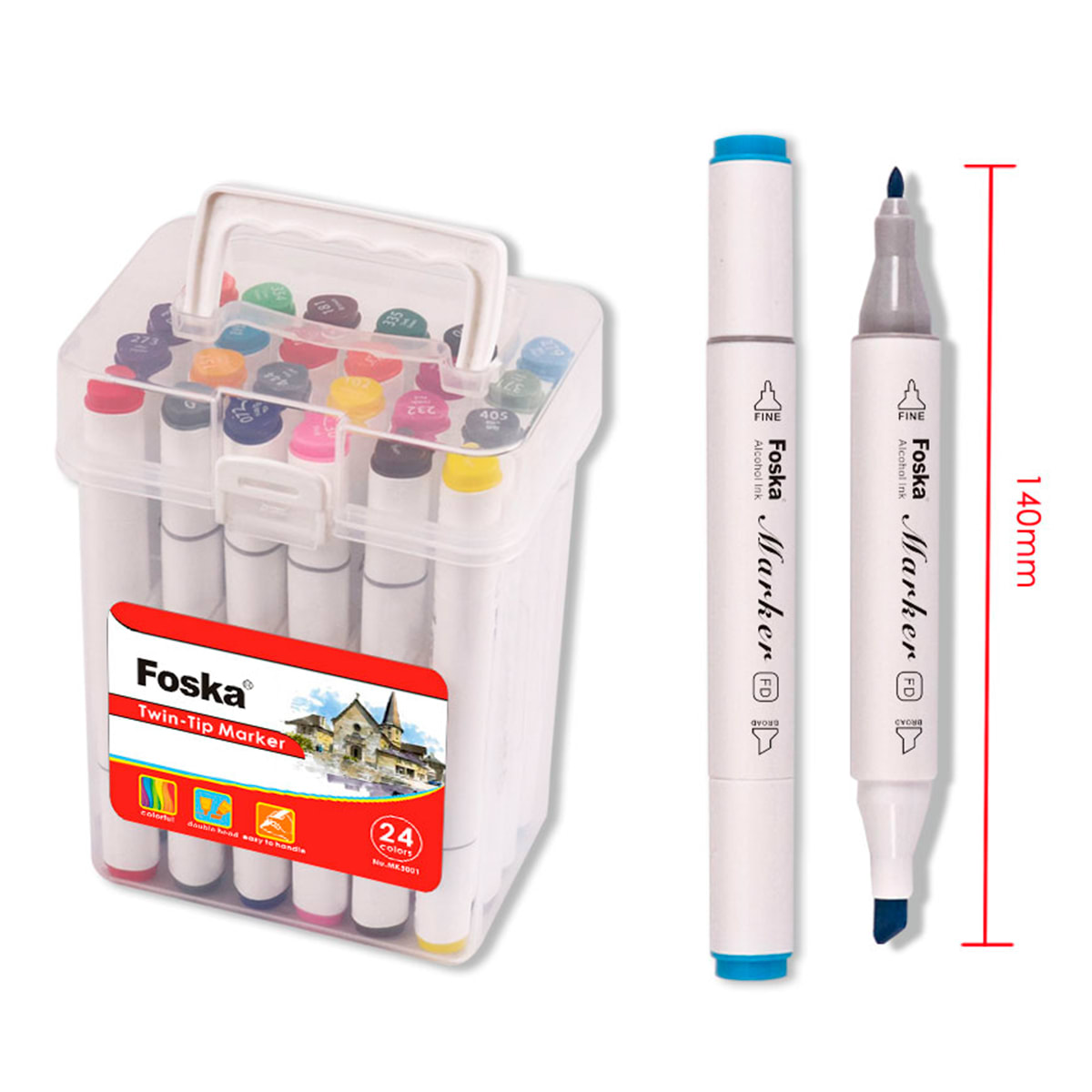 Set Marcadores Doble Punta 24 Colores MK5001 Foska | Librerías Big Pen