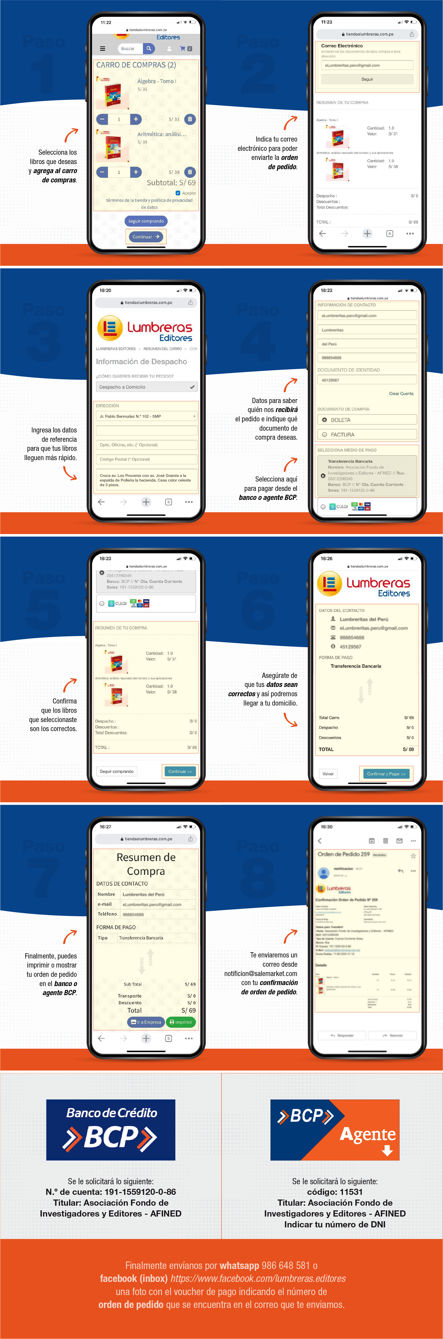 Pagos por agente y banco BCP | Lumbreras Editores