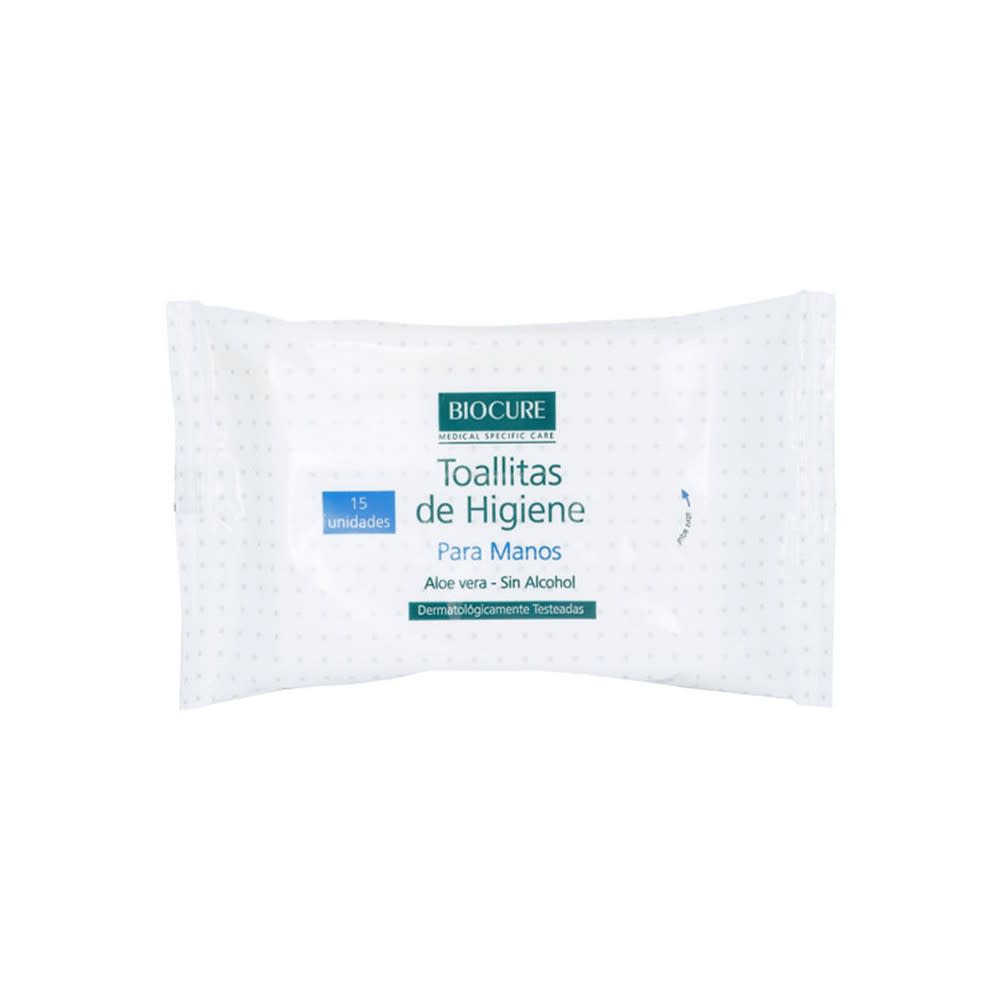 BIOCURE TOALLITAS DE HIGIENE PARA MANOS 15 UND | Comercial Everest SPA