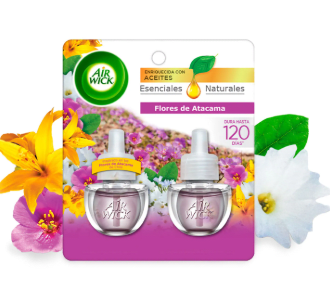 AIR WICK 2 UNIDADES REPUESTO AMBIENTAL FLORES DE ATACAMA 20 ML | Comercial Everest SPA
