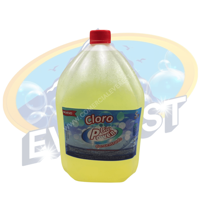 BIO POWER CLORO LÍQUIDO CONCENTRADO 5 LTS | Comercial Everest SPA