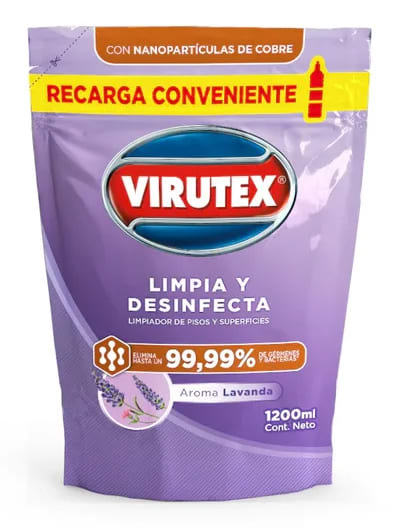 VIRUTEX LIMPIAPISOS DESINFECTANTE 1200 ML LAVANDA DOYPACK | Comercial ...