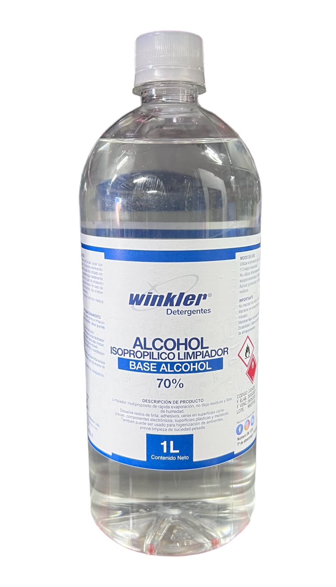 WINKLER ALCOHOL ISOPROPILICO 70° 1 LT | Comercial Everest SPA