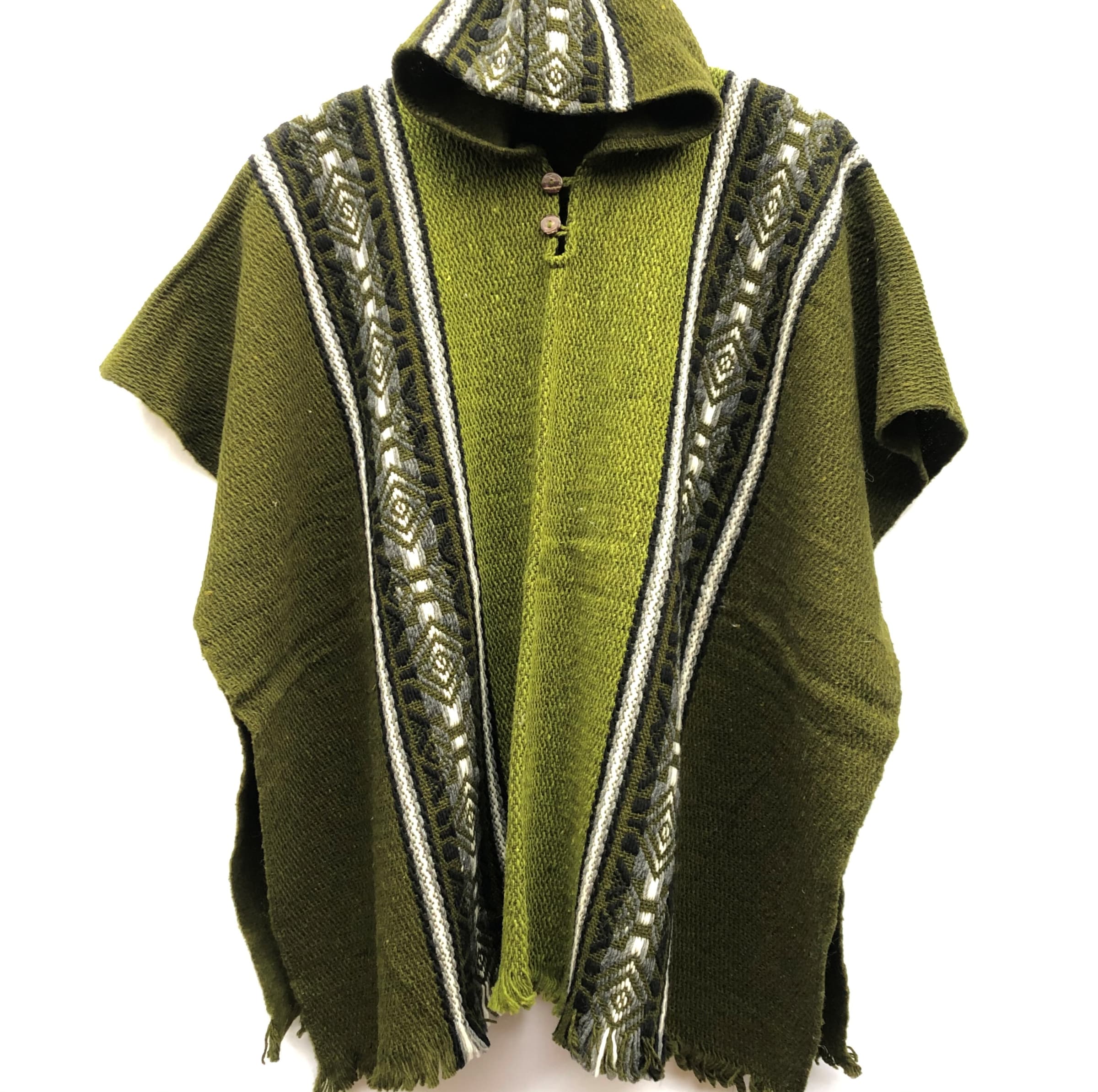 Poncho Capucha Verde | Inkatej | Tejidos artesanales. Ponchos, chalecos ...