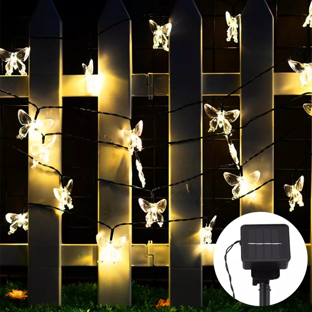 Mariposas Cristal 50 Led Solar Calida 05Mt | jesshome.cl