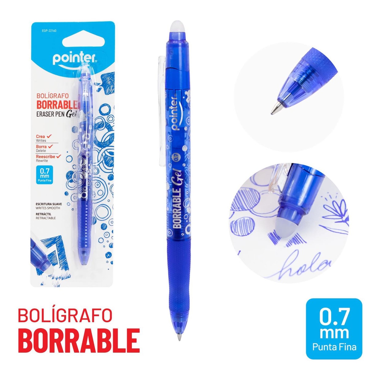 BOLIGRAFO GEL BORRABLE AZUL 0,7 POINTER | Libreria Matill