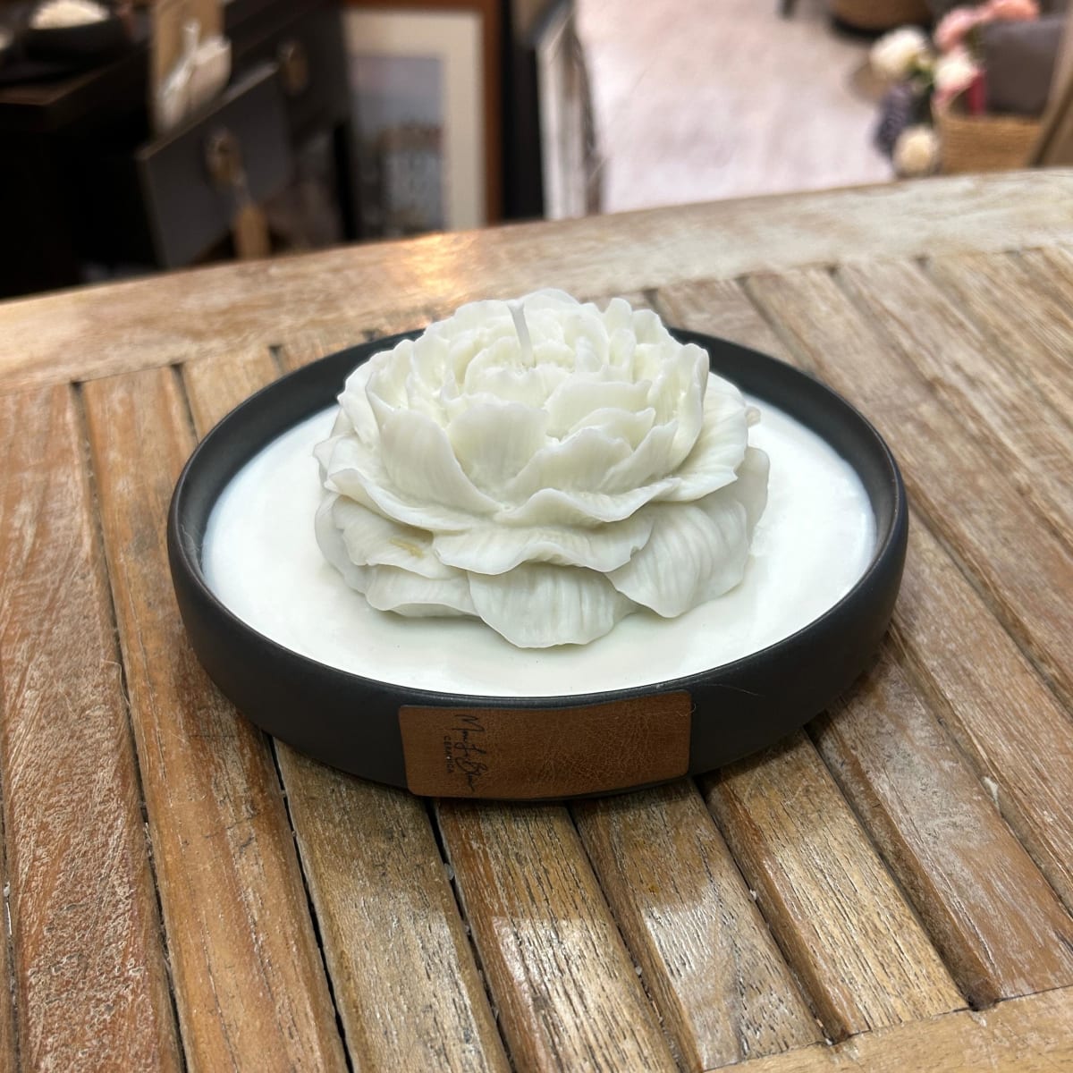 Vela Soya en plato bajo 16cm | Tienda Con Alma Deco