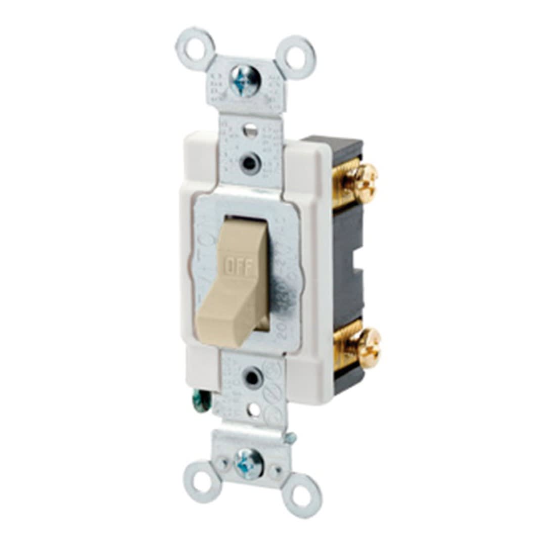 INTERRUPTOR UNIPOLAR SIMPLE 20A L/T 250V MARFIL CSB1-20I LEVITON | Aragcu Perú SAC