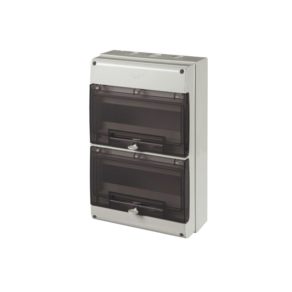 TABLERO P/ADOSAR DE TERMOPLASTICO 24 DIN 400X256X140MM CON PUERTA 672. ...