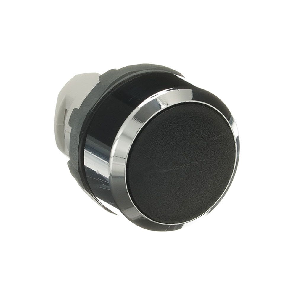 PULSADOR NO LUMINOSO RASANTE NEGRO 22MM 1NA PLASTICO CROMADO TRANSFORMADO ABB | Aragcu Perú SAC