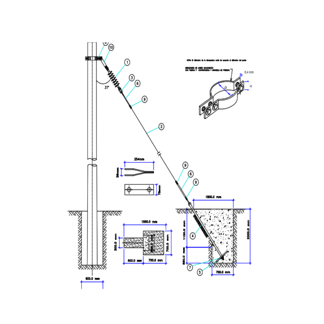 ARMADO TIPO ARI-A RETENIDA DE MEDIA TENSION GALV CALIENTE ARAGCU AR ...