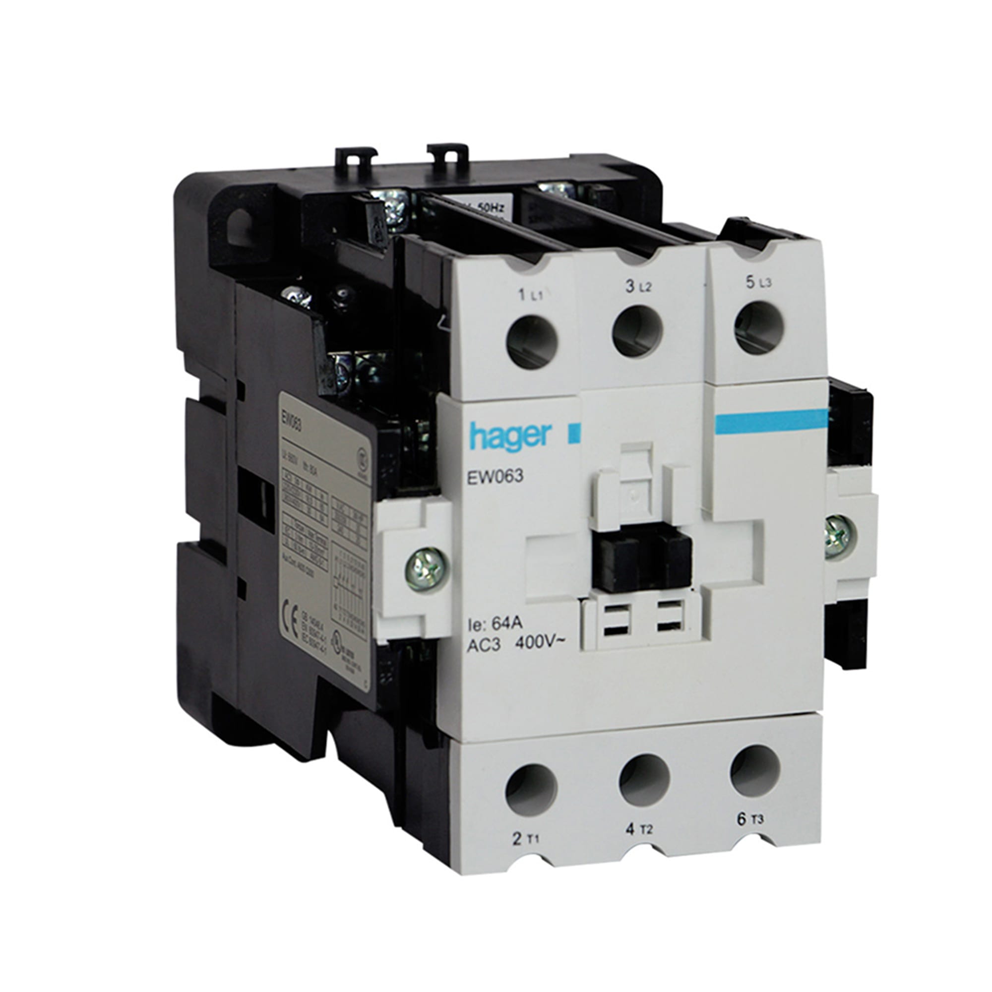CONTACTOR EW 64A/AC3 1NA+2NC 220V 50/60HZ EW064C HAGER | Aragcu Perú SAC