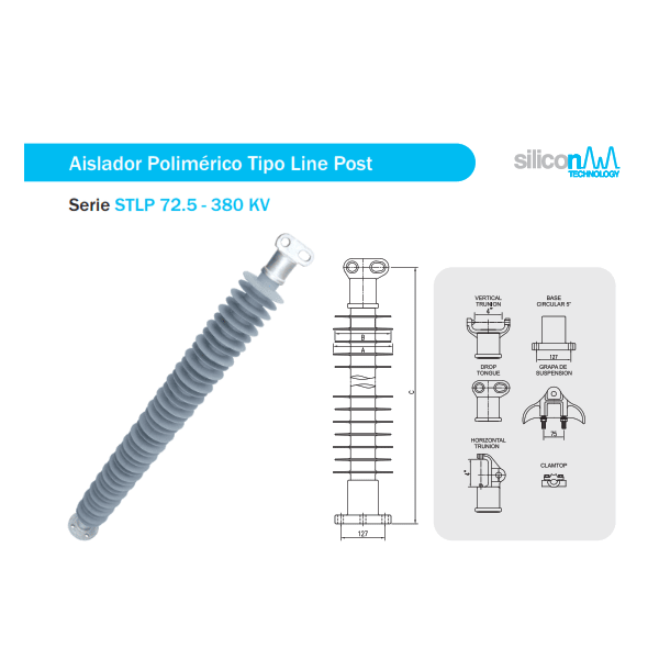 AISLADOR POLIMERICO TIPO LINE POST STLP-72.5-CL4 L/F 2214MM SILICON ...