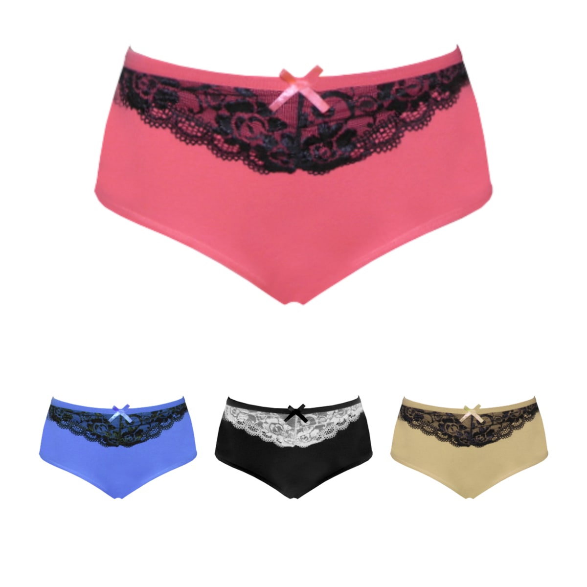 CALZON DE MUJER COLOR LISO CON ENCAJE LAZO | 12 UNID | Omas mucho más