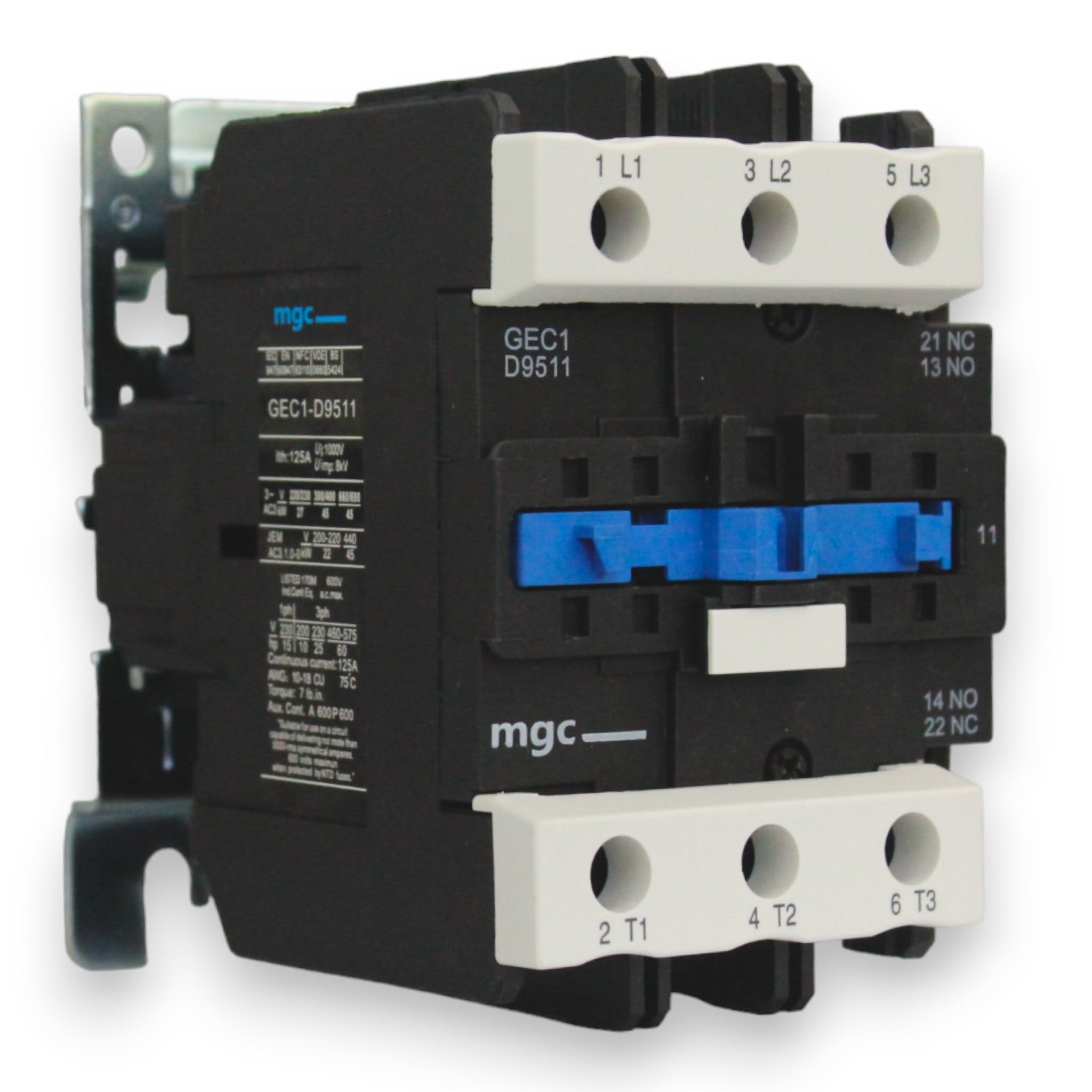 Contactor GEC1 95A Bobina 220VAC AC3 380V 45KW 1NO+1NC MGC ...