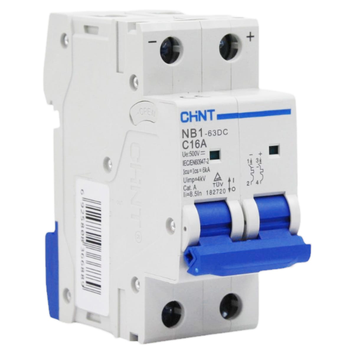 Interruptor Automático 2x16A Curva C 500VDC NB1-63DC-2 Chint | Ferrelectrica Materiales Electricos