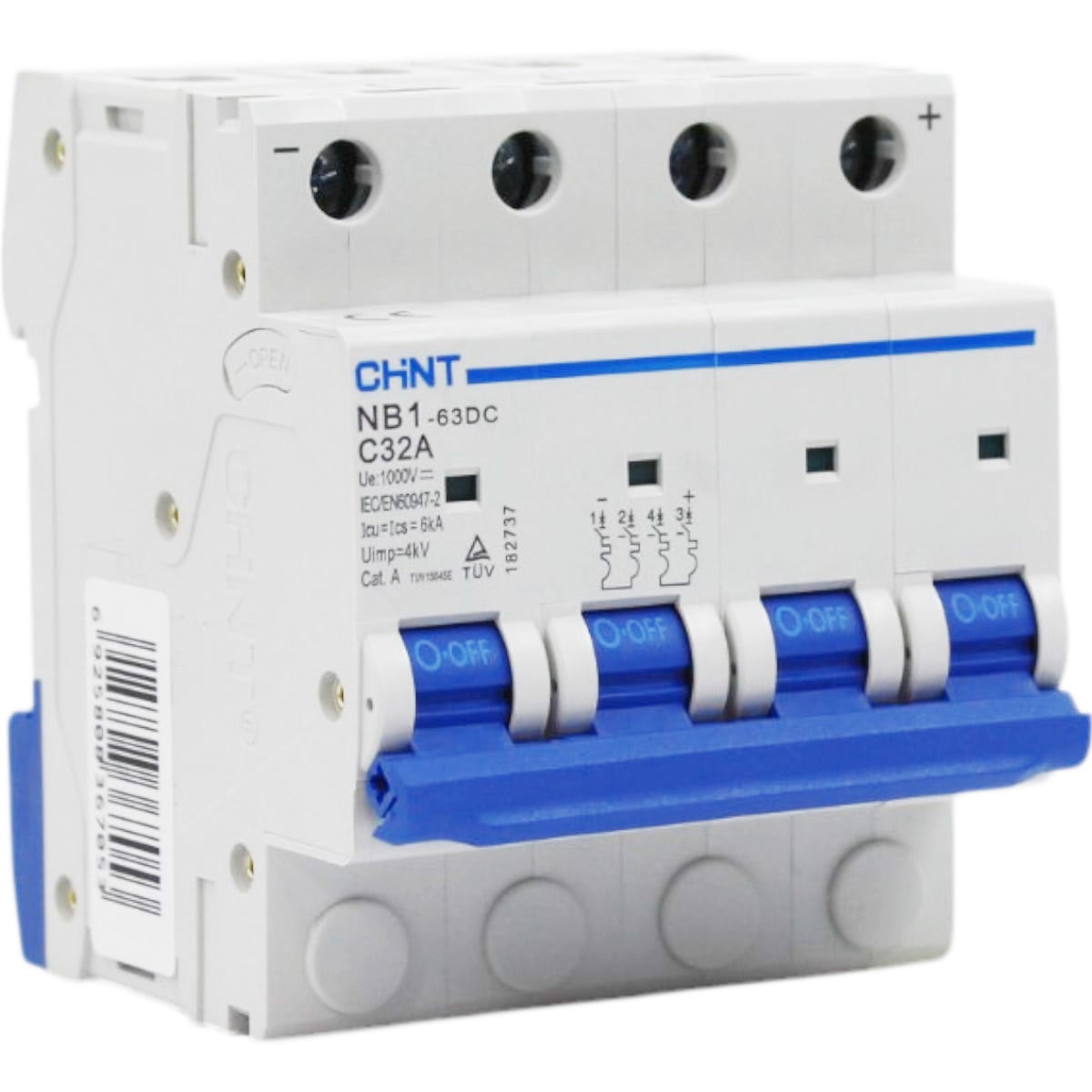 Inter. Automático DC 2x32A Curva C 1000VDC NB1-63DC-4P Chint | Ferrelectrica Materiales Electricos