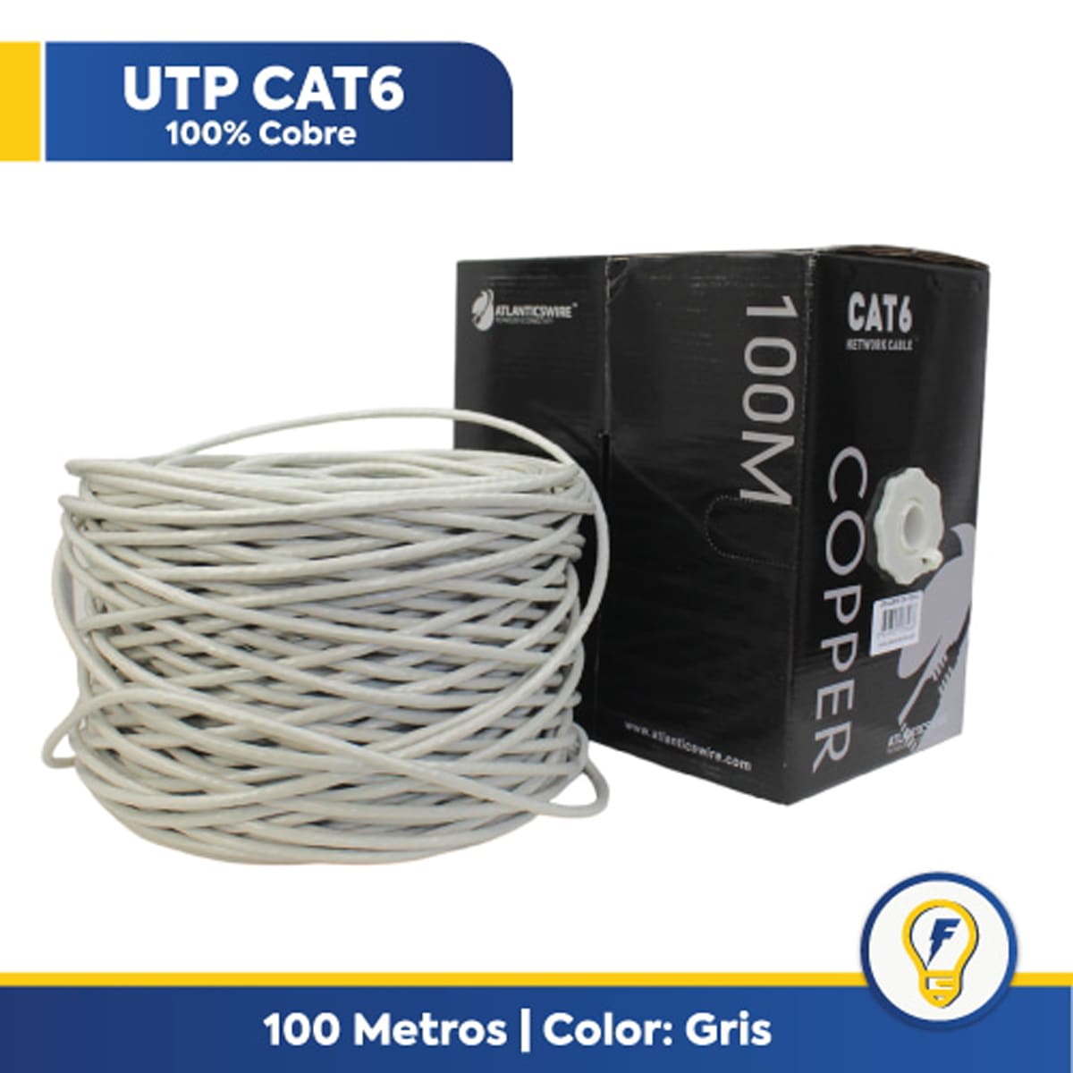Cable Utp Cat6 100% Cobre 23awg 100 Mts Gris Aw | Ferrelectrica Materiales Electricos
