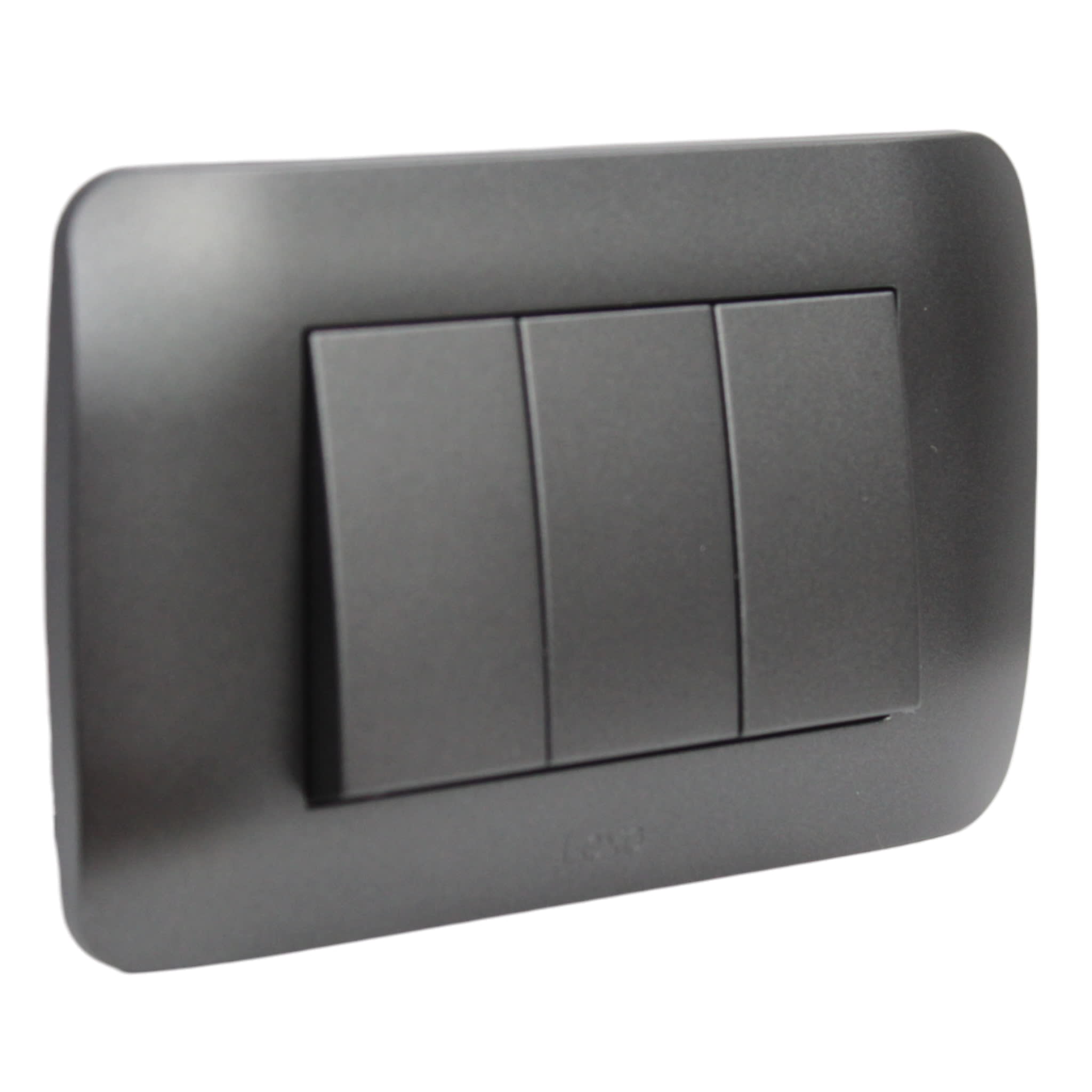 Interruptor Triple 9/32 10A 250V Grafito Armado LEXO | Ferrelectrica Materiales Electricos