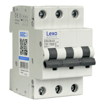 Automático 3x50A 10kA Curva C 400V EBS3B-63 Lexo | Ferrelectrica Materiales Electricos