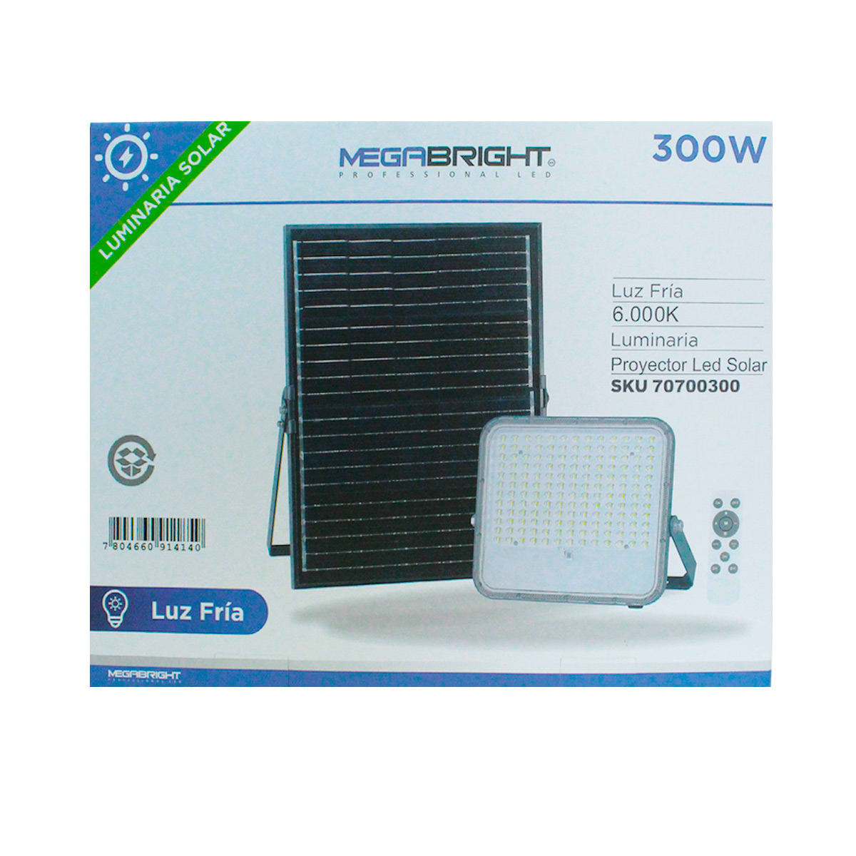 Proyector Led Solar 300w Con Panel Solar Megabright | Ferrelectrica Materiales Electricos