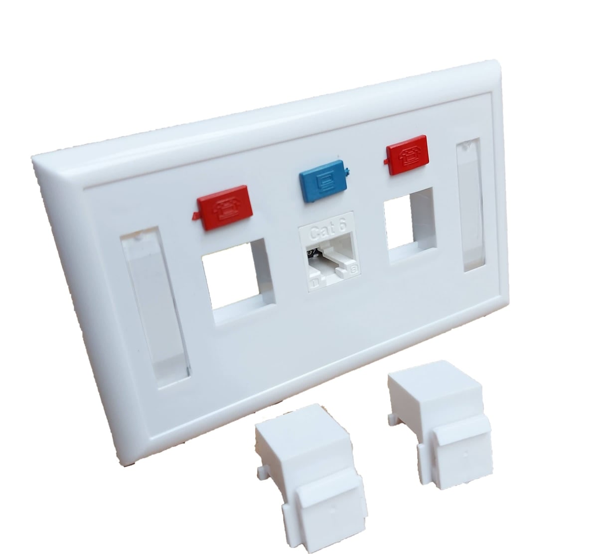 Face plate horizontal 1-2-3 puestos blanco | Ferrelectrica SPA