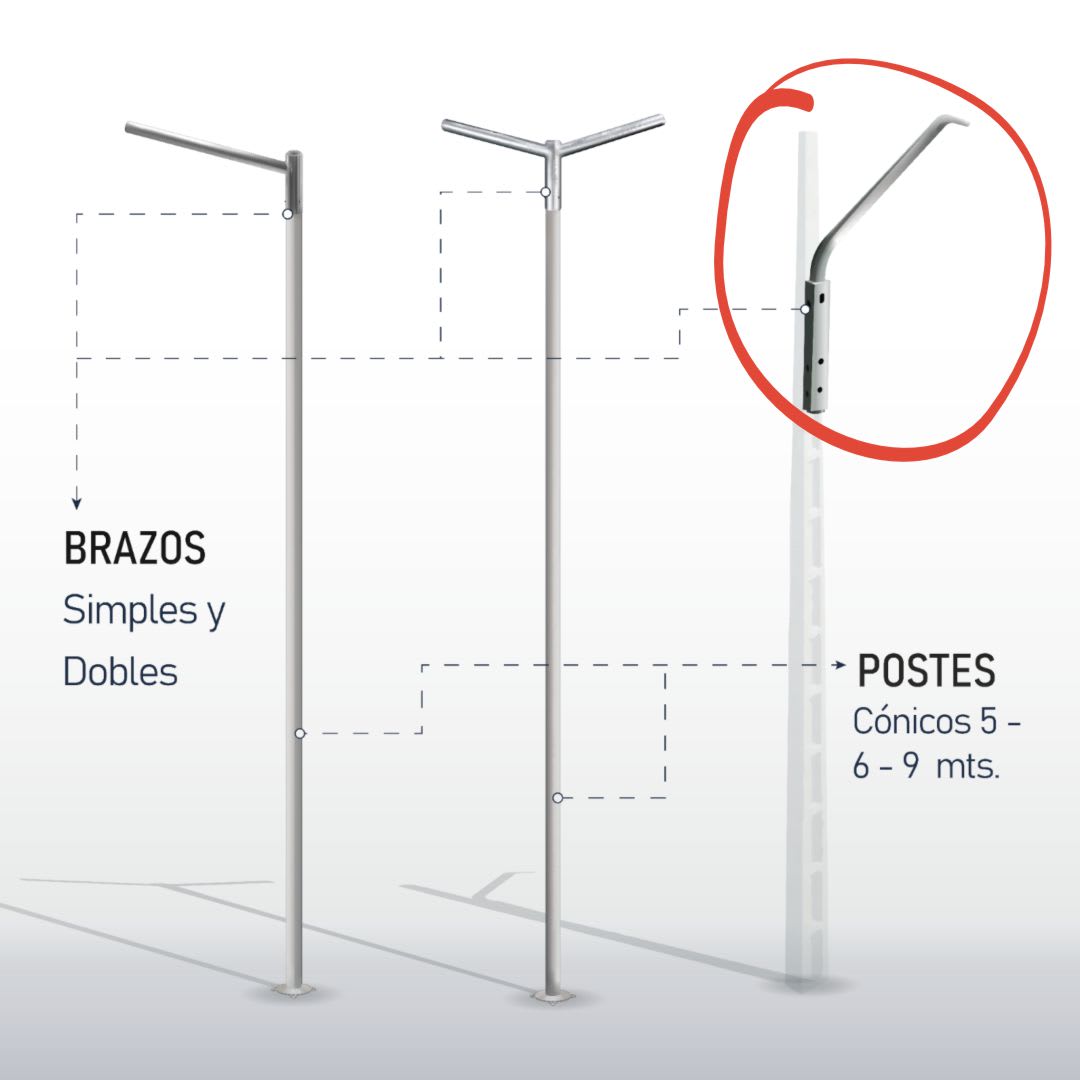 Brazo Luminaria P/Poste Concreto | Ferrelectrica Materiales Electricos