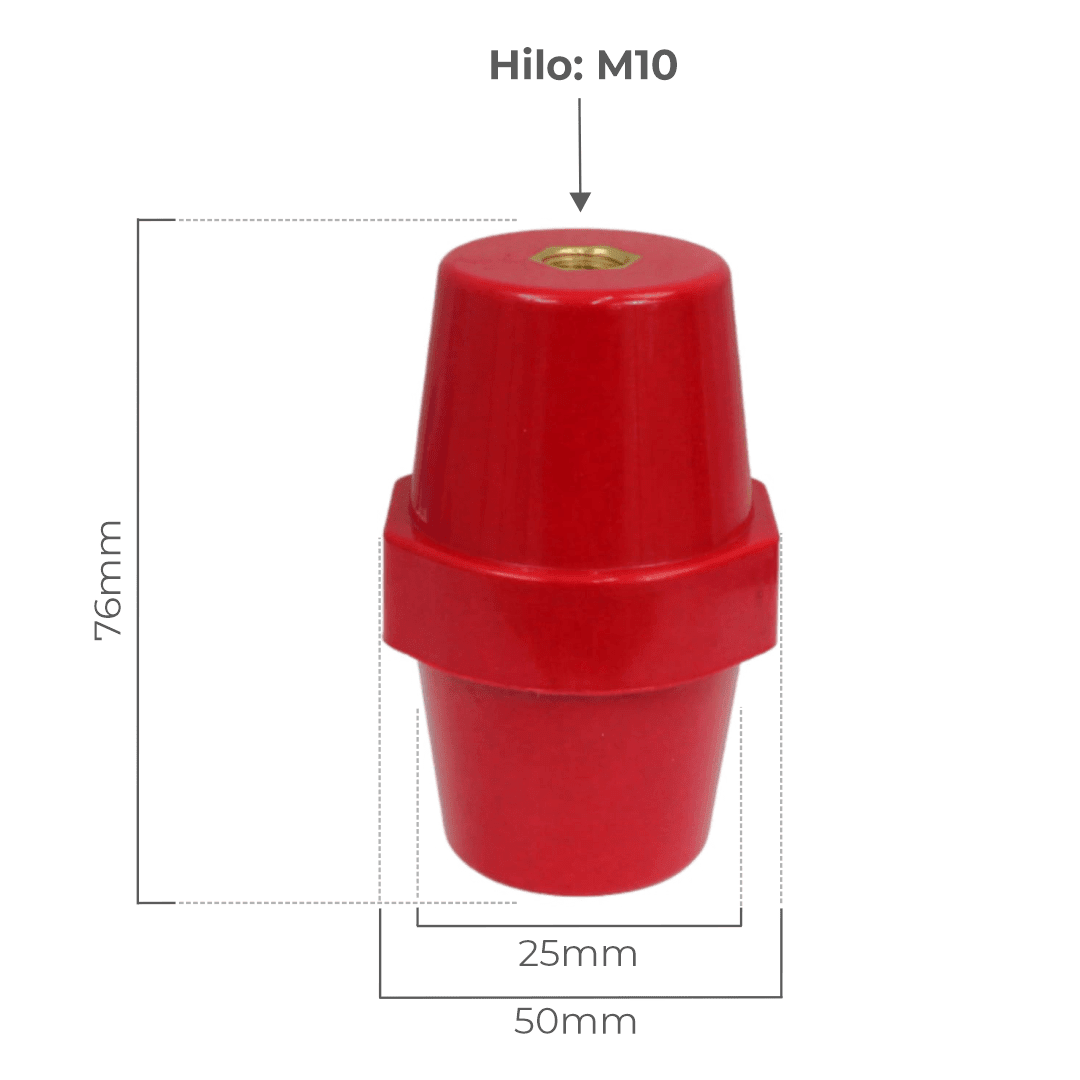 Aislador De Resina Barril 25/50 X 76 Hilo M10 Rojo | Ferrelectrica ...