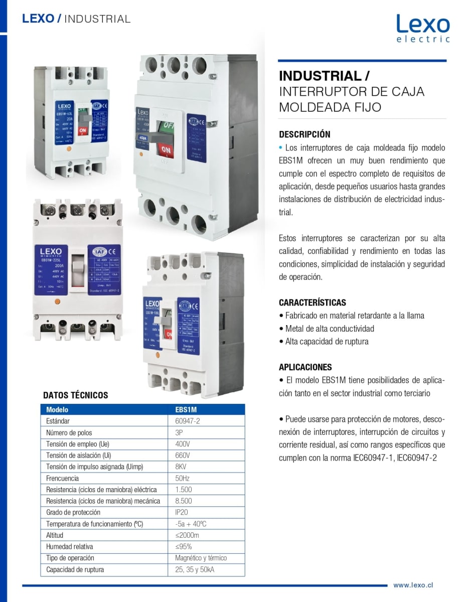 Interruptor Automatico Moldeado 3X160A 35ka LEXO | Ferrelectrica SPA
