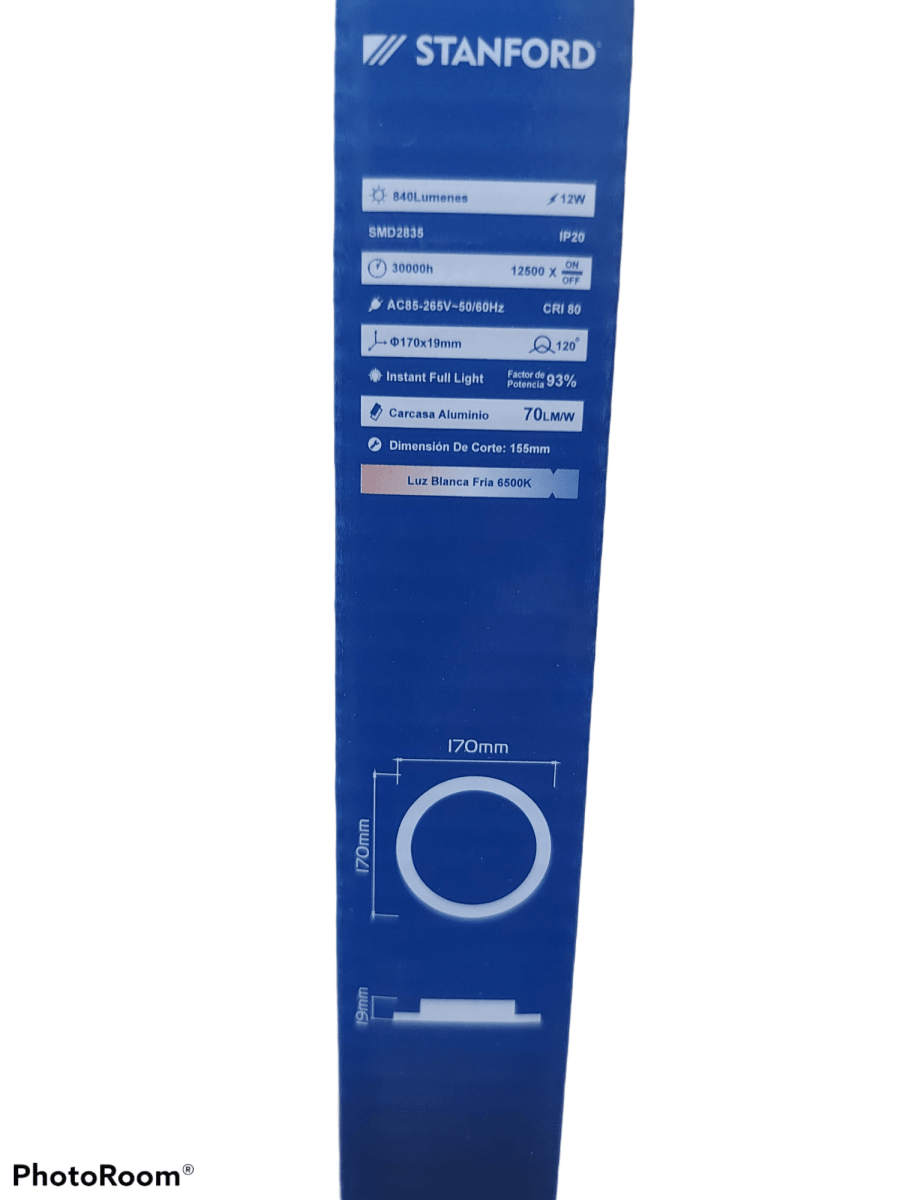 Panel redondo embutido 12W 6500K STANFORD | Ferrelectrica SPA