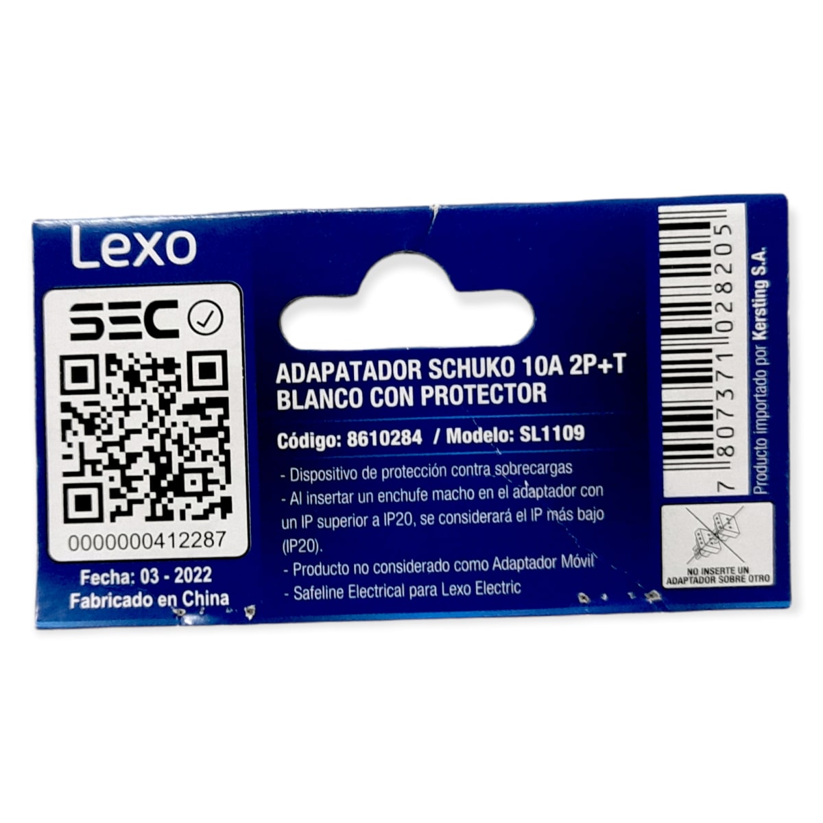 Adaptador Schuko 10A 1500W c/Protector Blanco LEXO | Ferrelectrica SPA