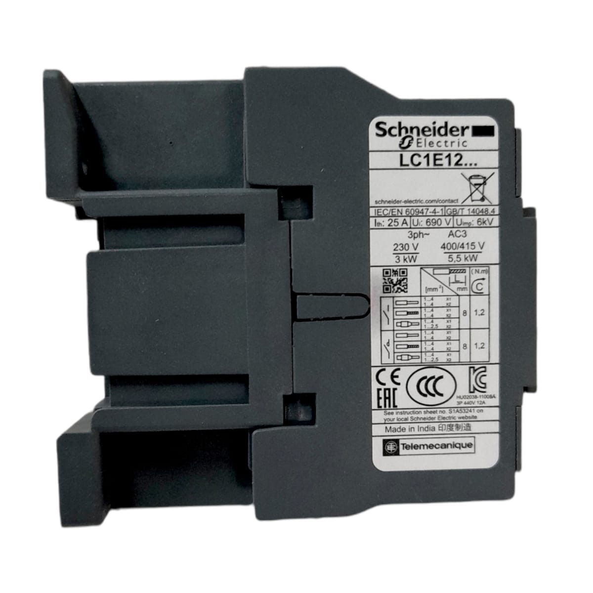 Contactor 3 Polos 12A 220v 50hz LC1E1210M5 SCHNEIDER | Ferrelectrica SPA