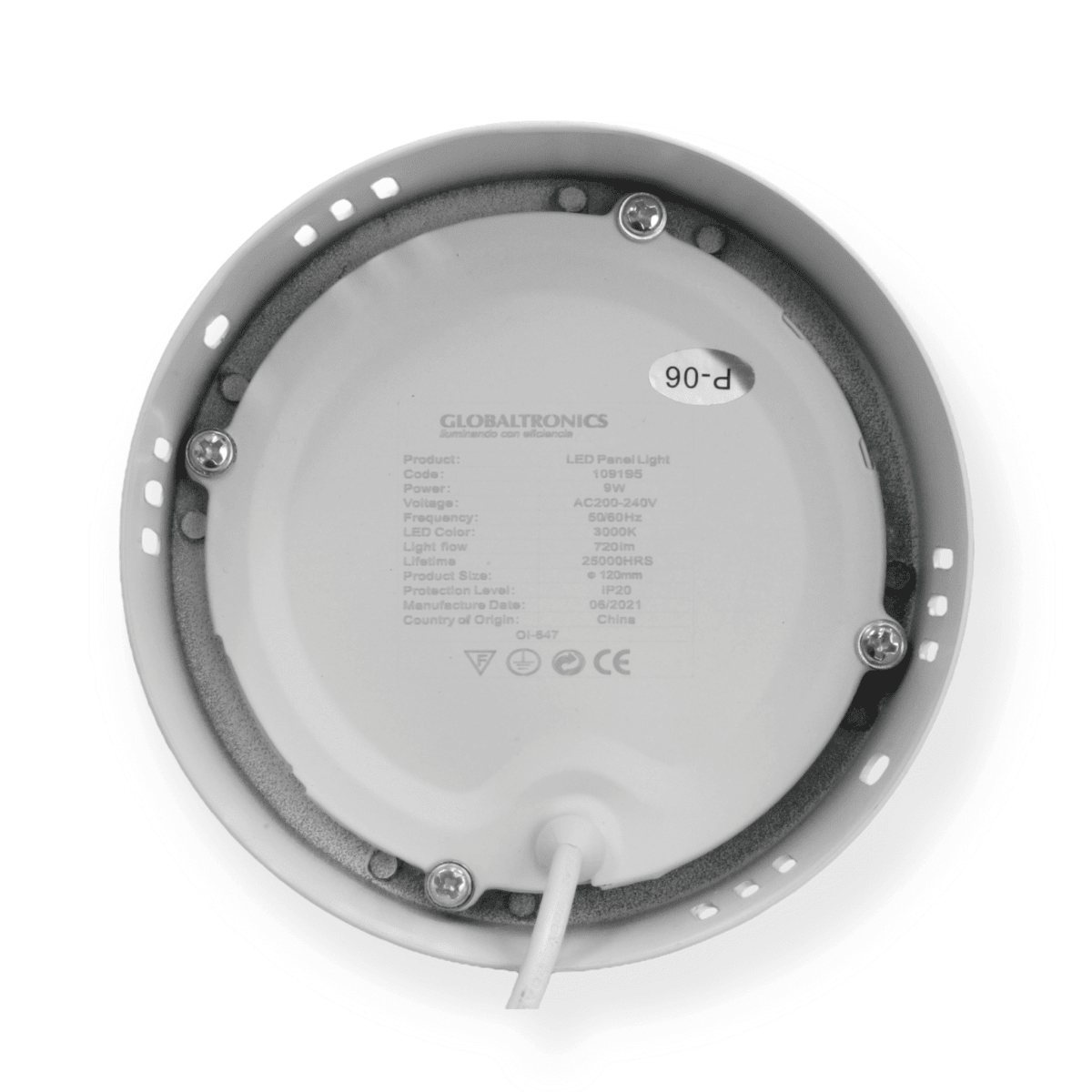 Panel Led S/P Redondo Slim 9W Globaltronics | Ferrelectrica SPA