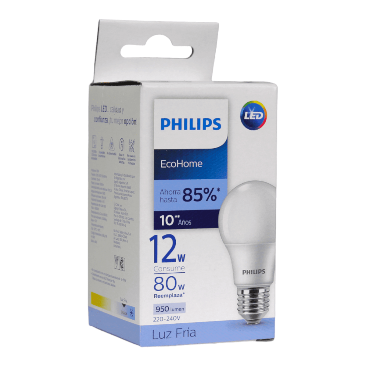 Ampolleta led A60 EcoHome 12w E27 6500K Philips | Ferrelectrica ...