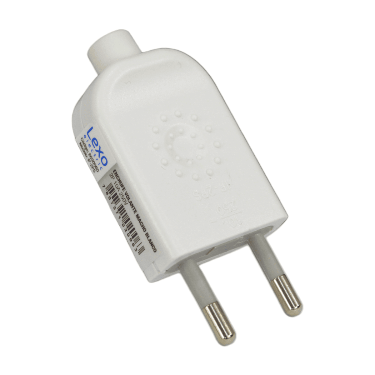Enchufe Domiciliario Macho Volante 2P 10A Blanco LEXO | Ferrelectrica ...