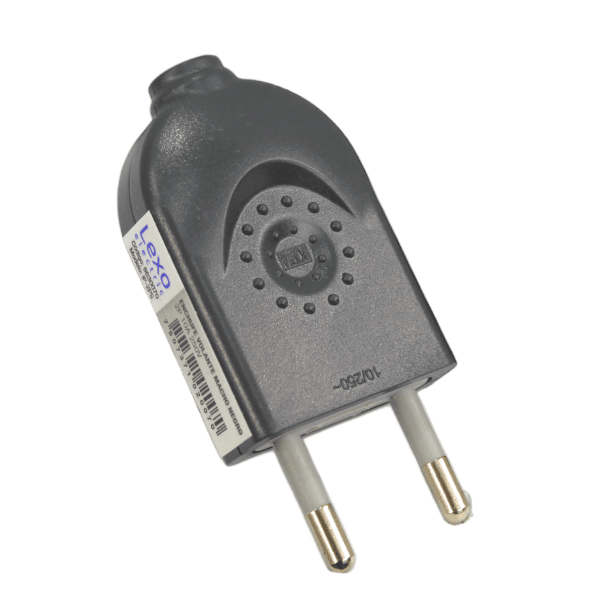 Enchufe Domiciliario Macho Volante 2P 10A Negro LEXO | Ferrelectrica ...