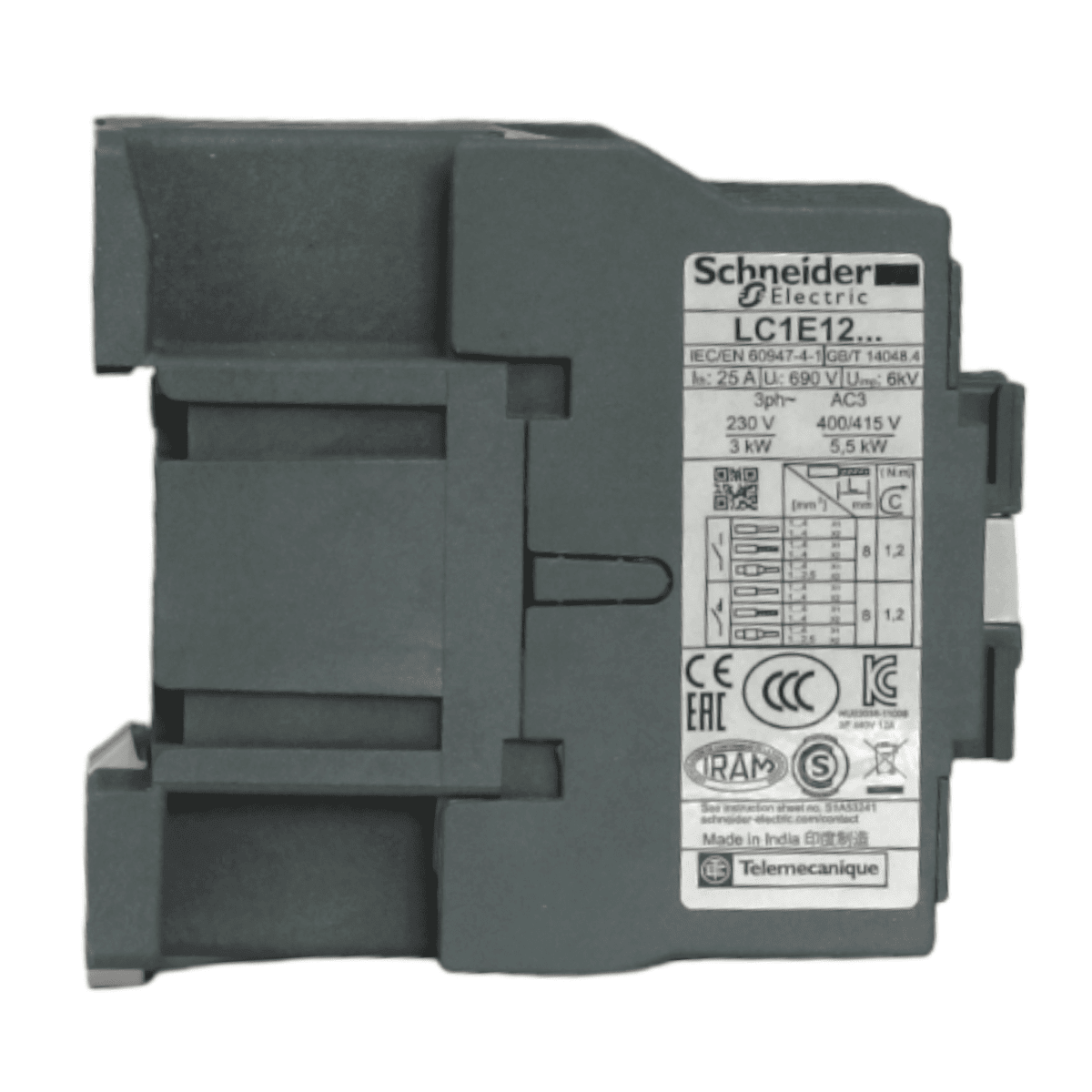 Contactor 3 Polos 12A 220v 50hz LC1E1210M5 SCHNEIDER | Ferrelectrica Materiales Electricos