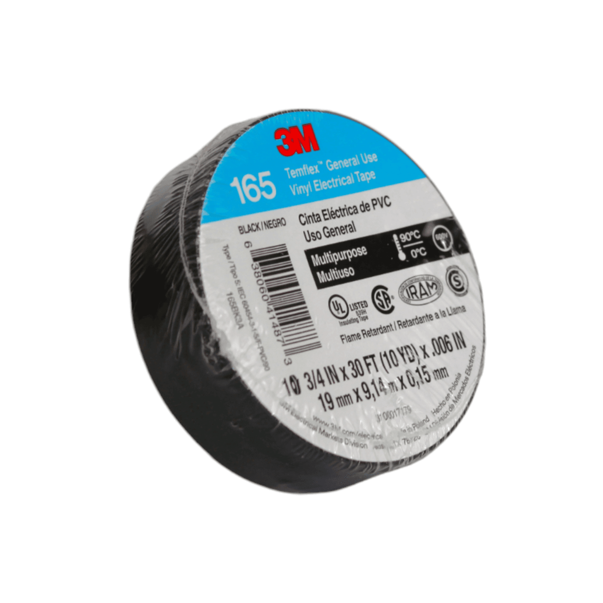 Cinta Aisladora Pvc Temflex 165 3M 19mm X 9 Mts | Ferrelectrica SPA