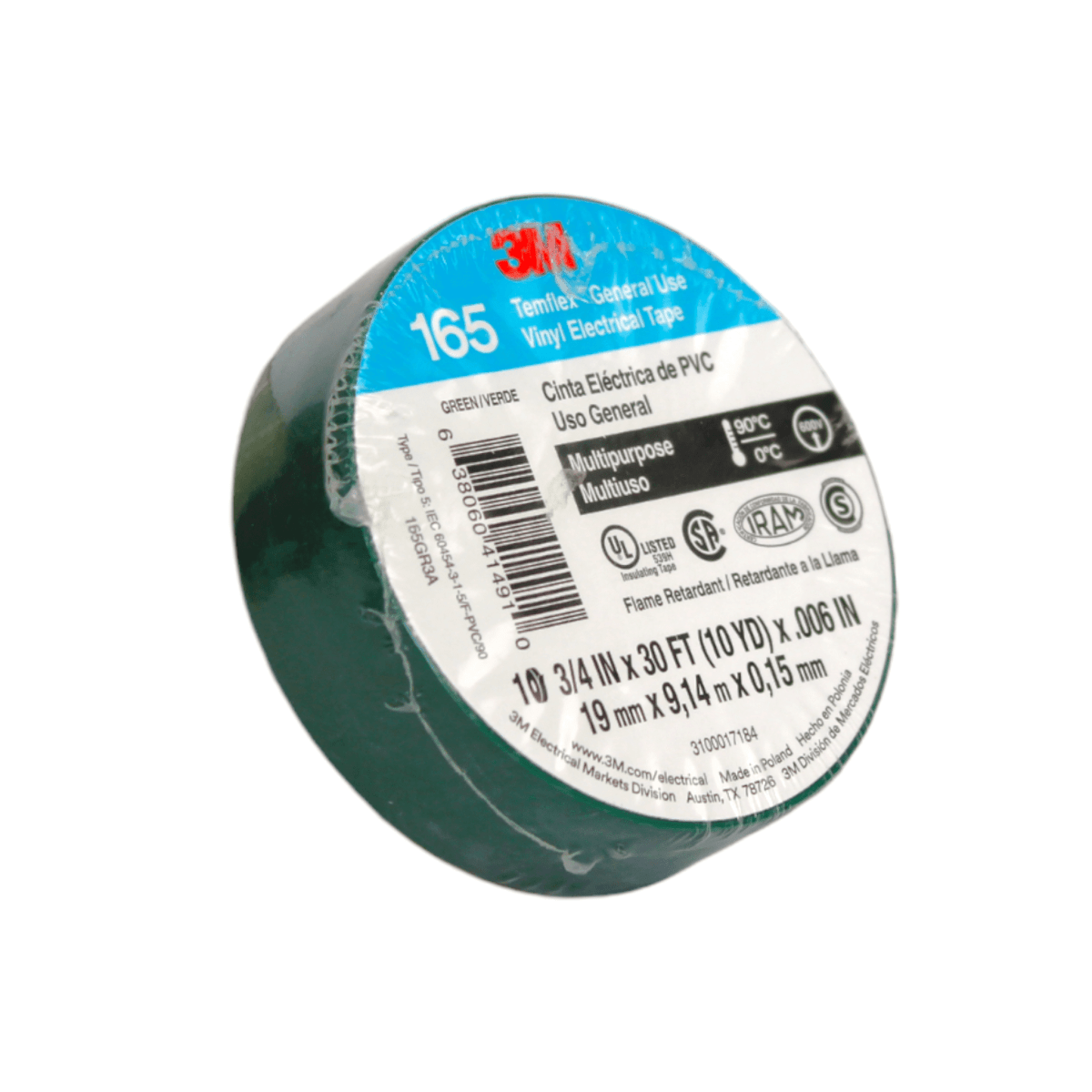 Cinta Aisladora Pvc Temflex 165 3M 19mm X 9 Mts | Ferrelectrica Materiales Electricos