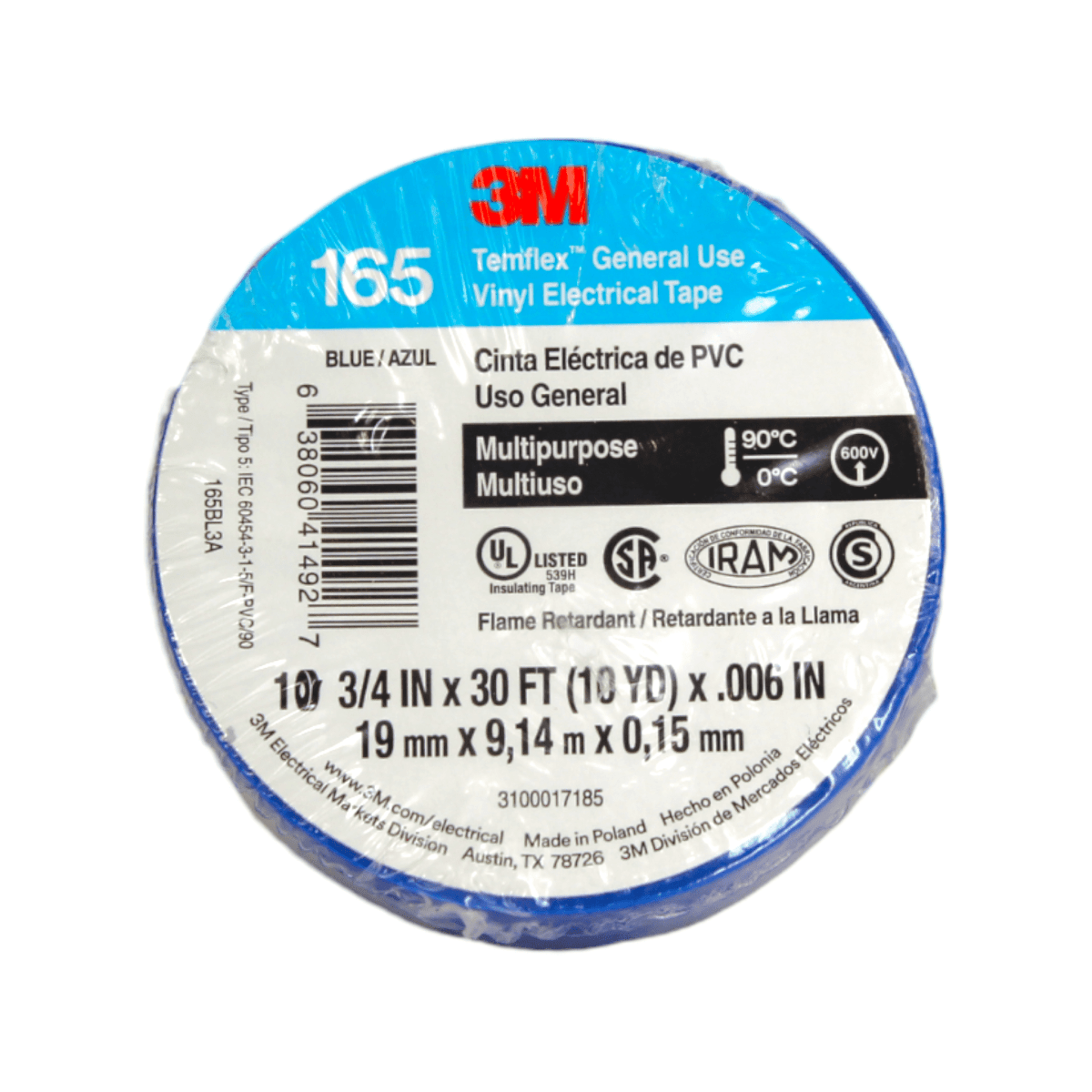 Cinta Aisladora Pvc Temflex 165 3M 19mm X 9 Mts | Ferrelectrica Materiales Electricos