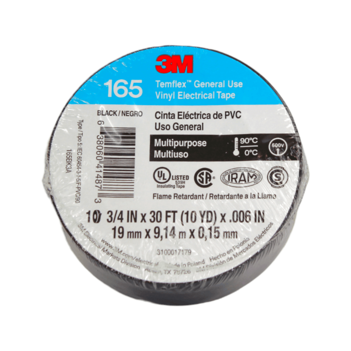 Cinta Aisladora Pvc Temflex 165 3M 19mm X 9 Mts | Ferrelectrica Materiales Electricos