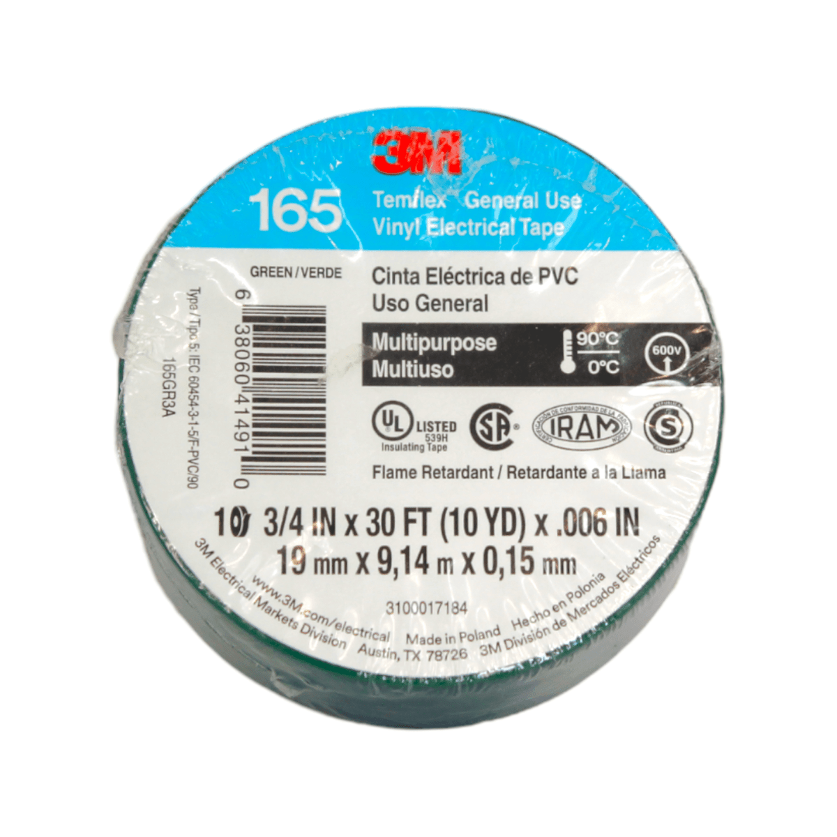 Cinta Aisladora Pvc Temflex 165 3M 19mm X 9 Mts | Ferrelectrica Materiales Electricos