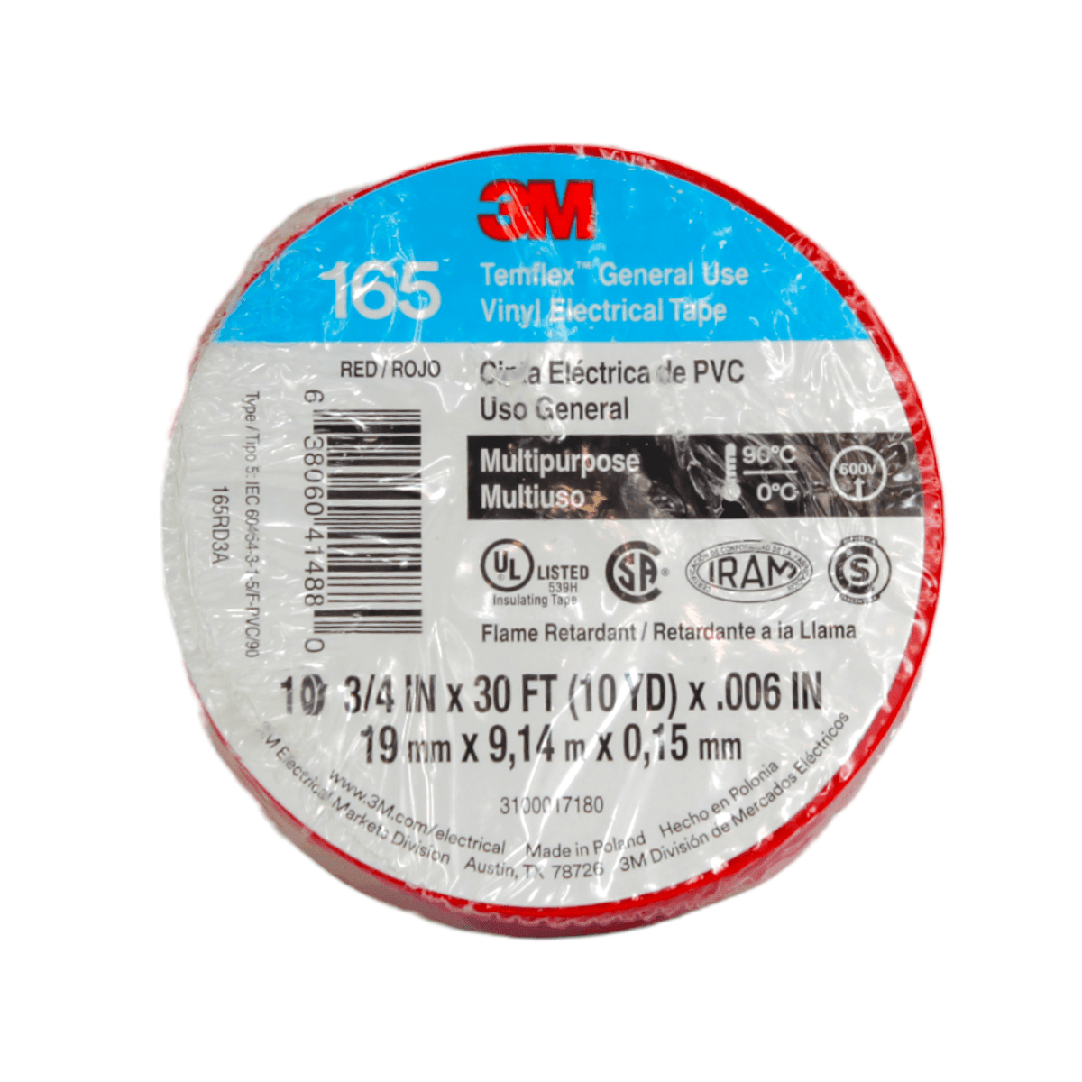 Cinta Aisladora Pvc Temflex 165 3M 19mm X 9 Mts | Ferrelectrica Materiales Electricos