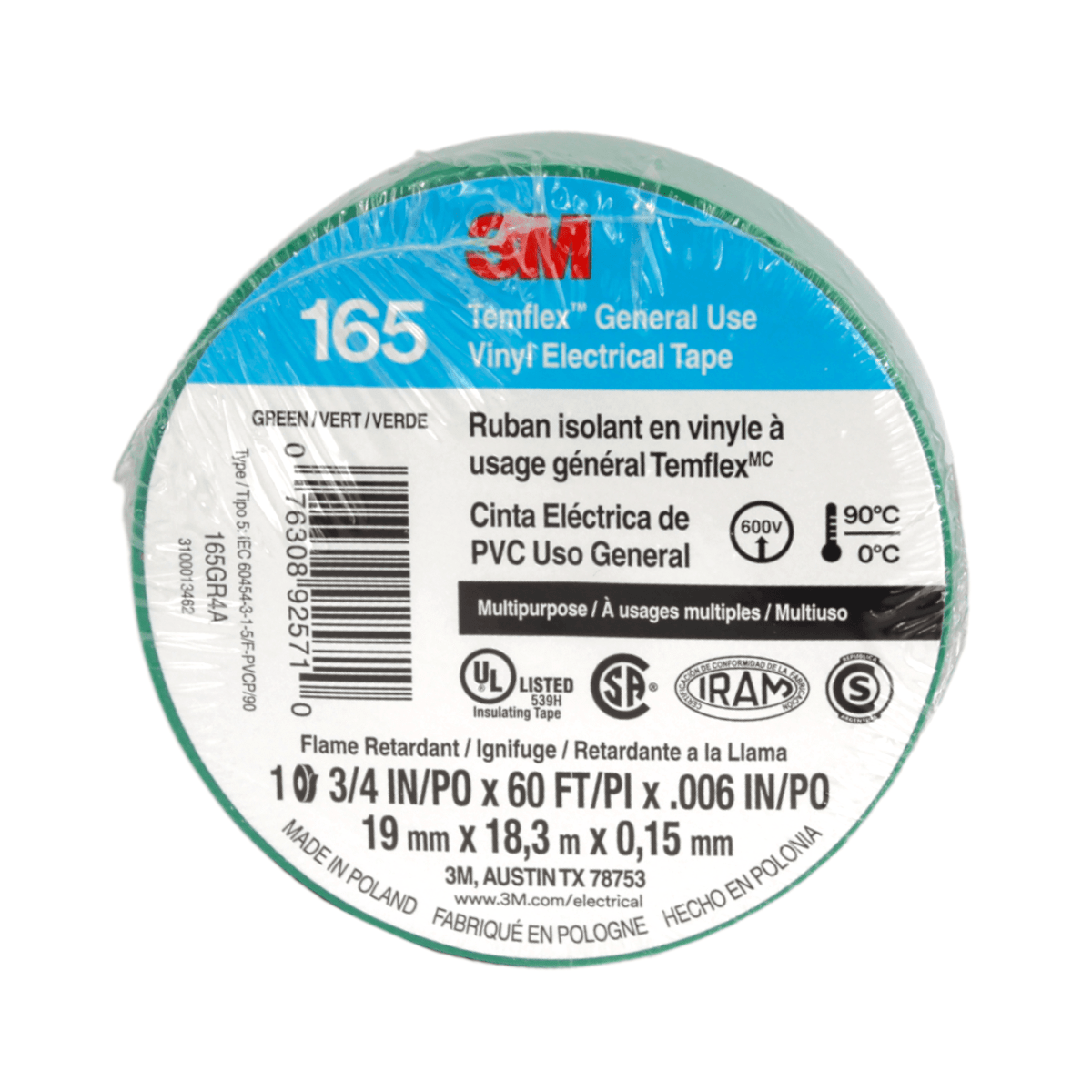 Cinta Aisladora Pvc Temflex 165 3M 19mm X 18 Mts | Ferrelectrica Materiales Electricos