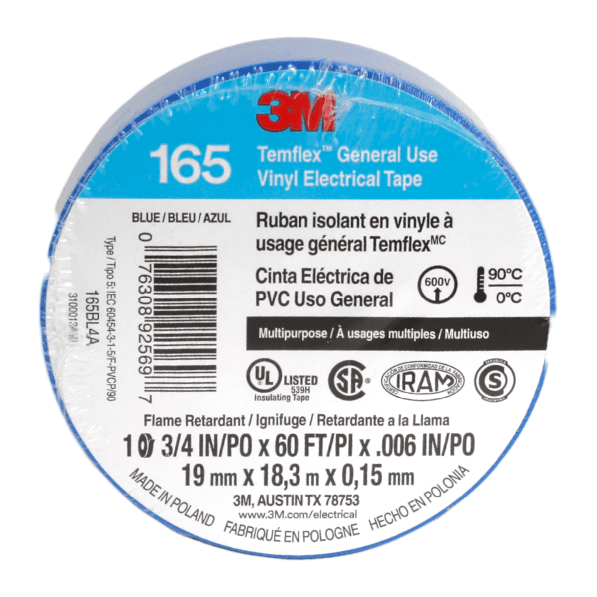 Cinta Aisladora Pvc Temflex 165 3M 19mm X 18 Mts | Ferrelectrica SPA