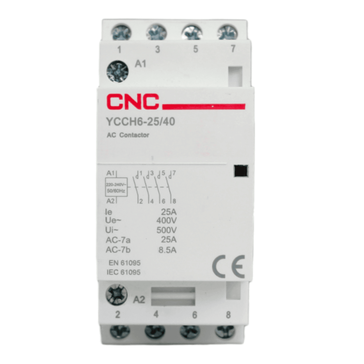 Contactor Modular 2P 25A Bobina 220v 4NO YCCH6-25/40 CNC | Ferrelectrica Materiales Electricos